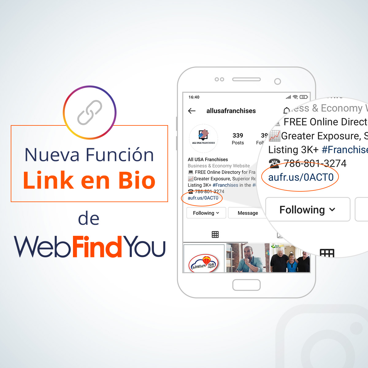 La Nueva Función de Link en Bio de Instagram de WebFindYou es Interactiva